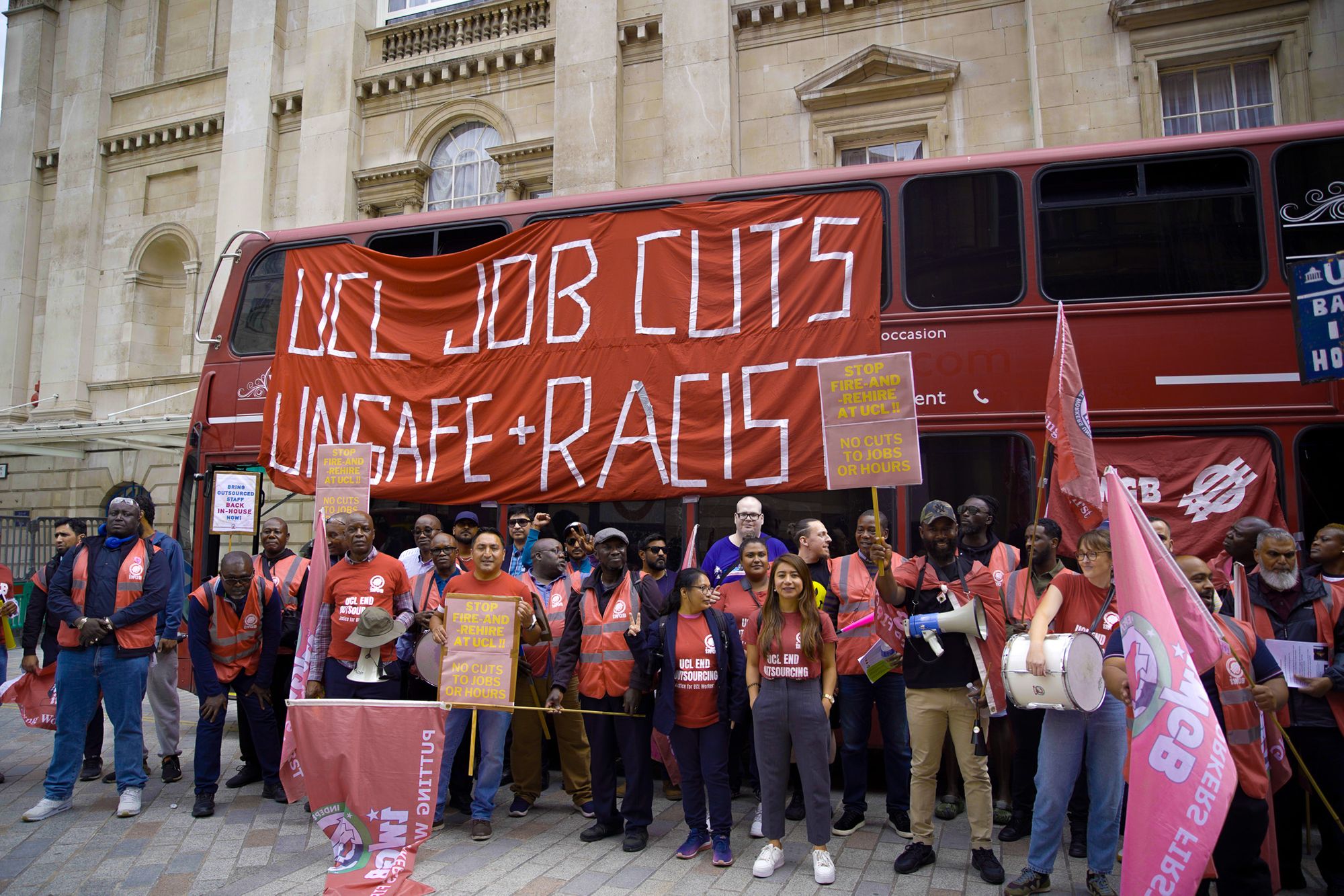 Security Guards launch bus protest against UCL fire-and-rehire scheme ...